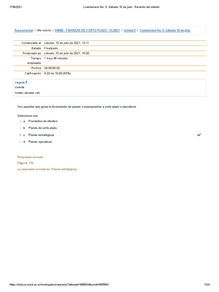 Cuestionario No. 3. Sábado 10 de Julio. - Cap 4 | PDF | Hoja de balance | Presupuesto