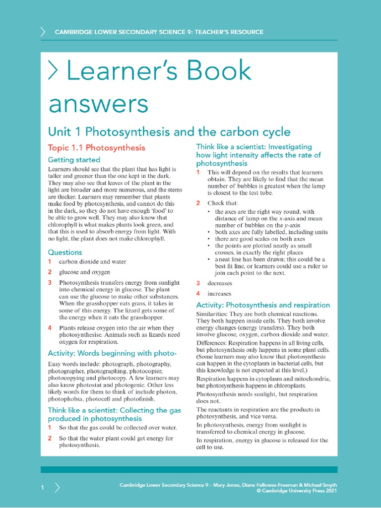 Lower Secondary Science 9 Learner Book Answers | PDF
