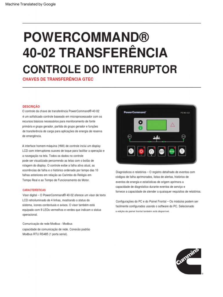 Powercommand 40-02 TRANSFER Switch Control | PDF | Rede de computadores ...