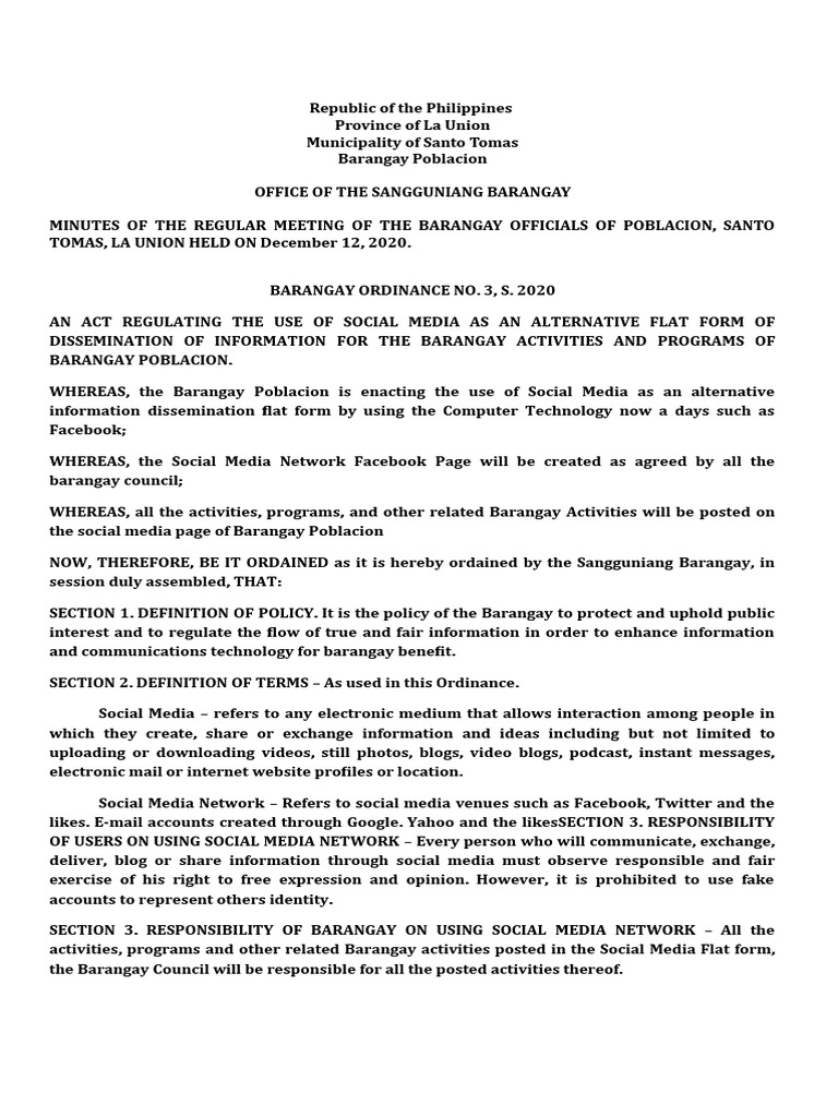 Ordinance Using Social Media | PDF