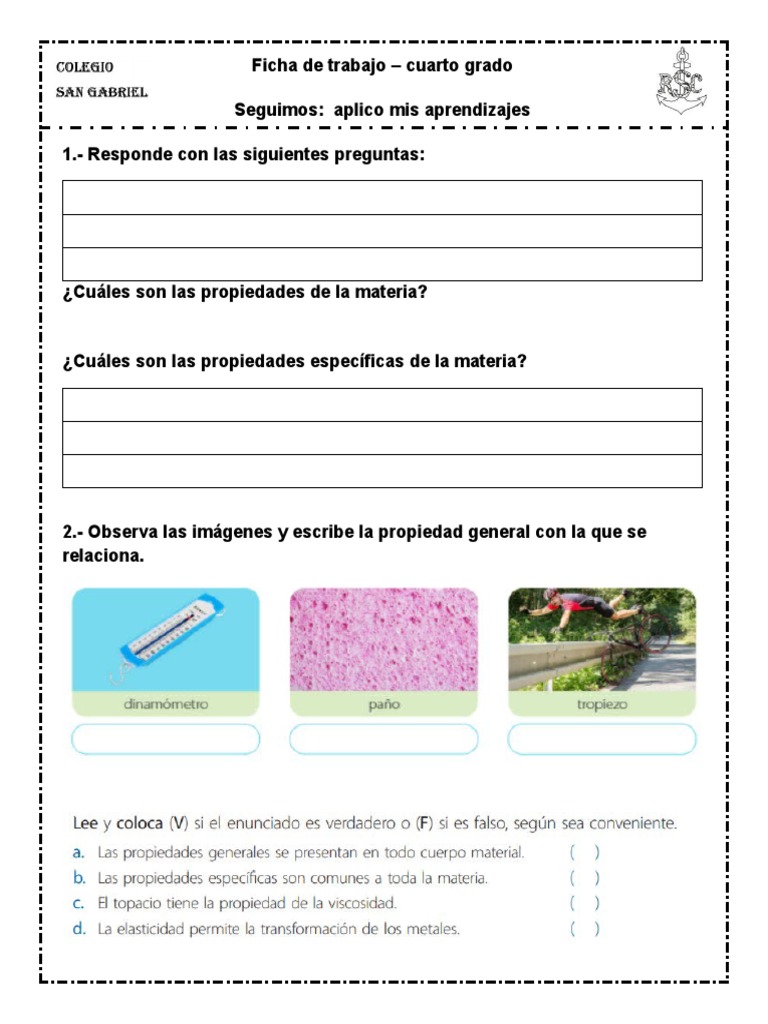 Ficha de Ciencia Propiedades de La Materia Viernes 25 de Agosto | PDF