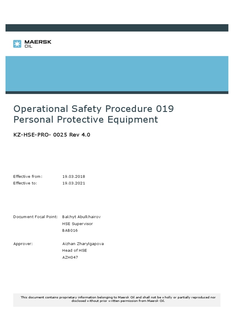 Osp 019 Ppe - Eng Rev. 4.0 | PDF | Personal Protective Equipment | Glasses