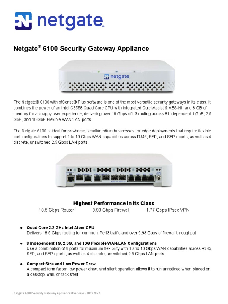 Netgate® 6100 Security Gateway Appliance | PDF