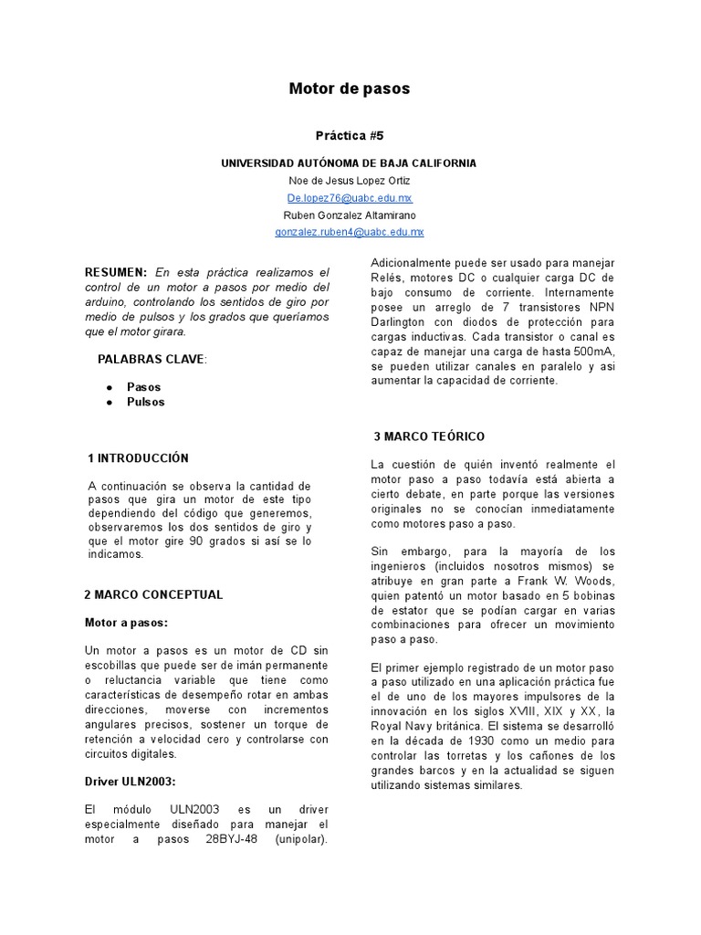 Reporte #5. Motor A Pasos | PDF