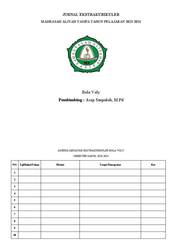 JURNAL Ekskul Bola Voly | PDF