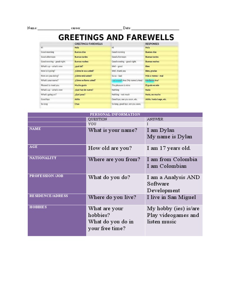 Personal Information Practice | PDF