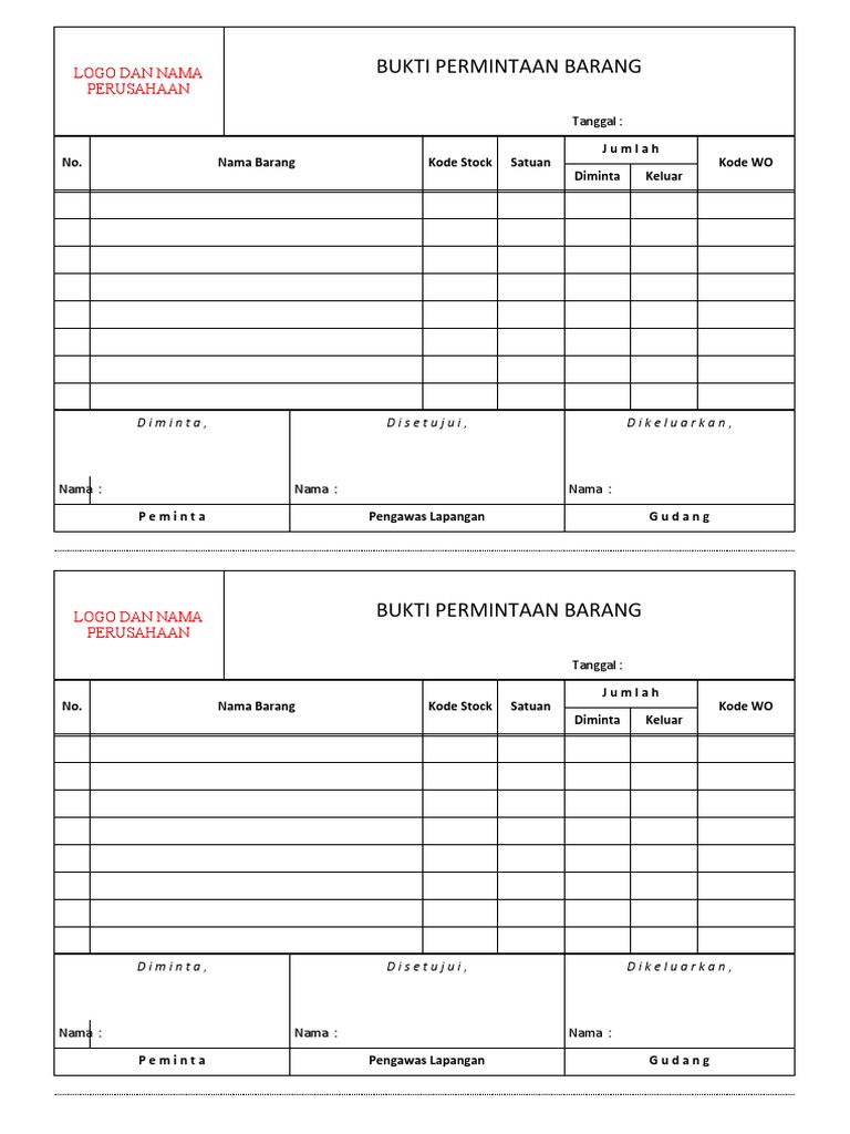 Form - Bukti Permintaan Barang | PDF