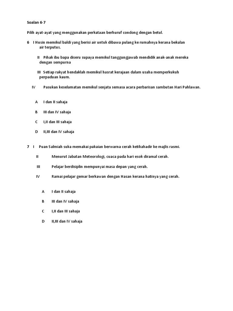 Soalan Bahasa Melayu Tingkatan 3 | PDF