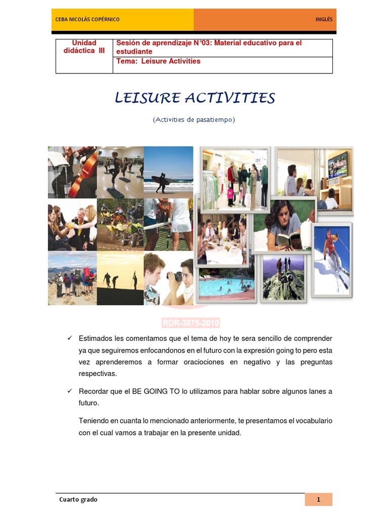Actividades de Ocio en Inglés | PDF | Estudios de idiomas extranjeros