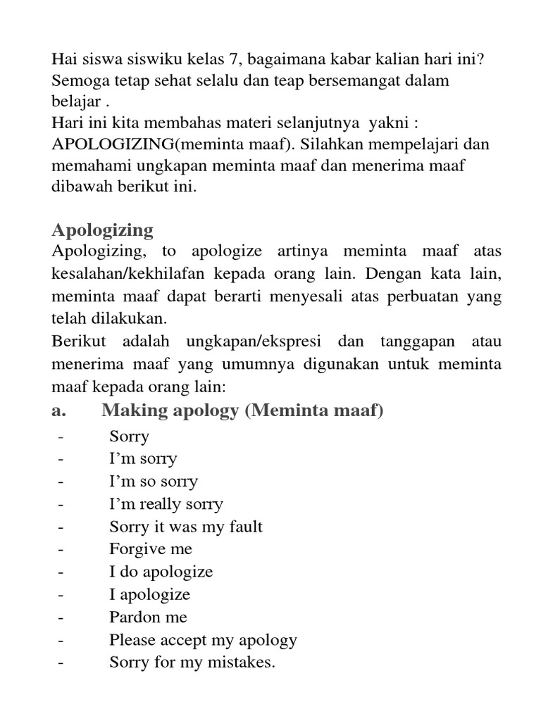 Quipper Materi 3 Apologizing | PDF