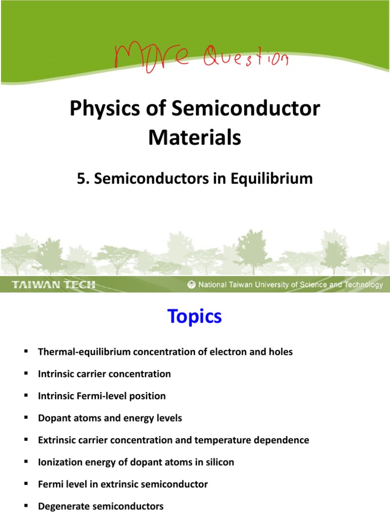 Semiconductor in Equilibrium | PDF | Semiconductors | Doping (Semiconductor)
