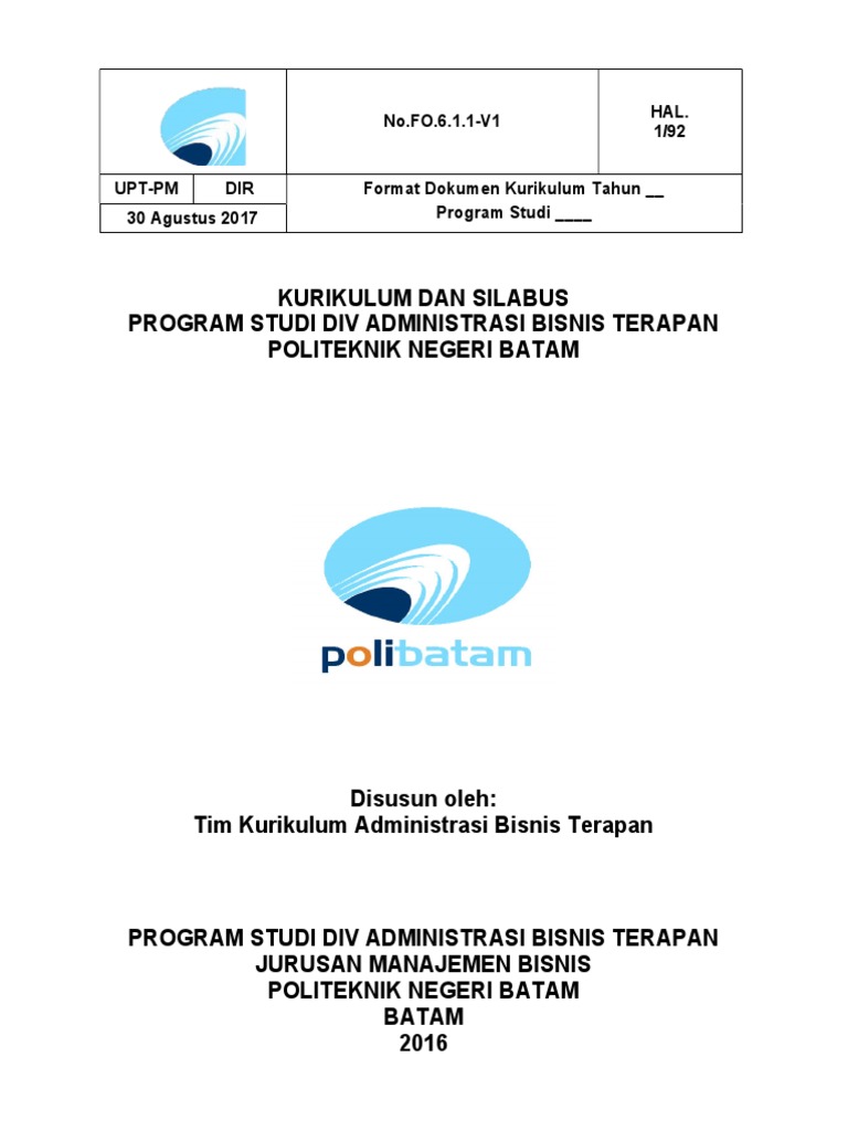 Kurikulum Dan Silabus Prodi Administrasi Bisnis Terapan No Copy 2 | PDF