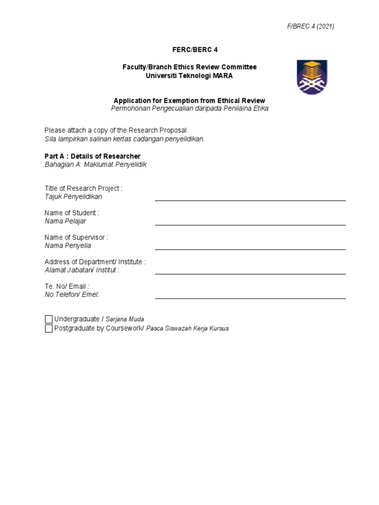 corrected-F.BERC 4 - Exemption Form | PDF