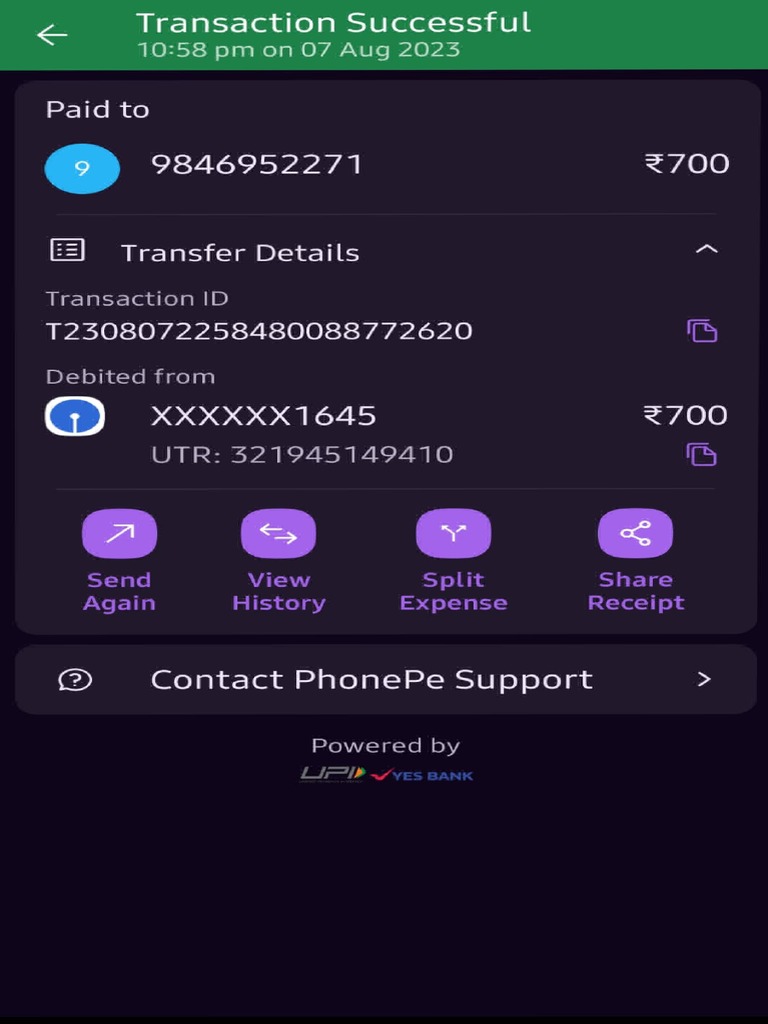 Successful Payment Receipt via UPI | PDF