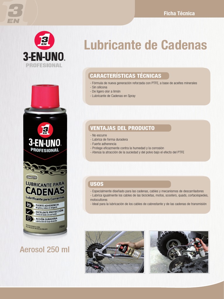 Ficha Tecnica 3 en Uno Profesional Lubricante de Cadenas Es | PDF