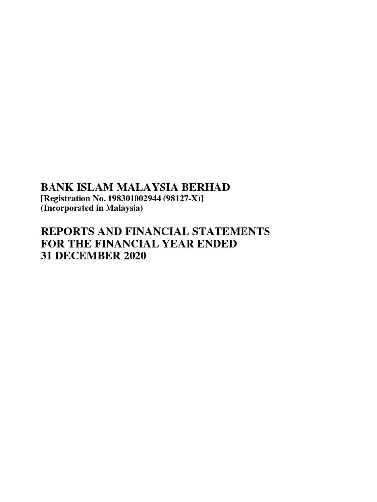 Bank Islam Financial Statements 2020 | PDF | Financial Audit | Audit