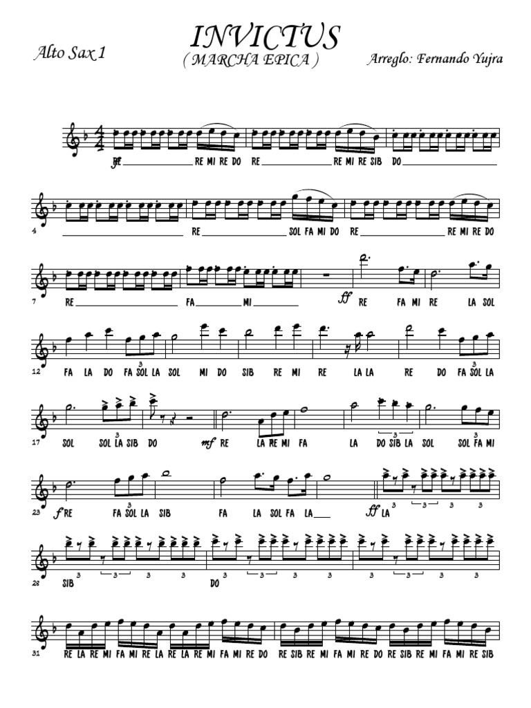 Invictus_mbm_2.0 Alto Sax 1 | PDF