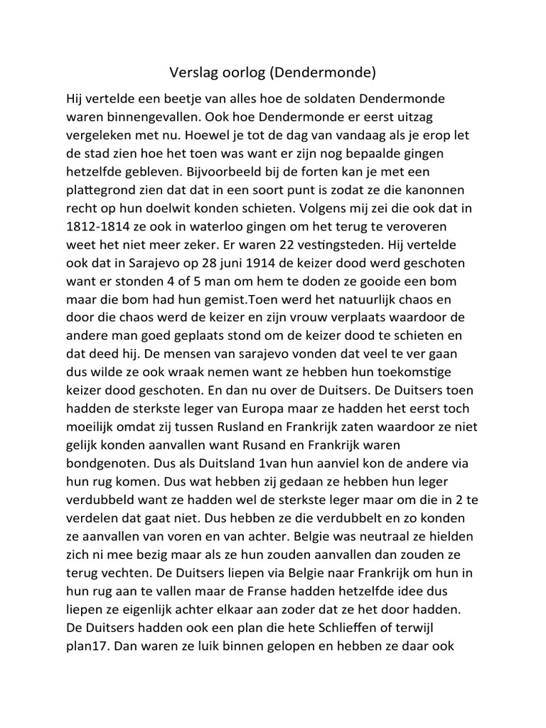 Verslag Oorlog | PDF