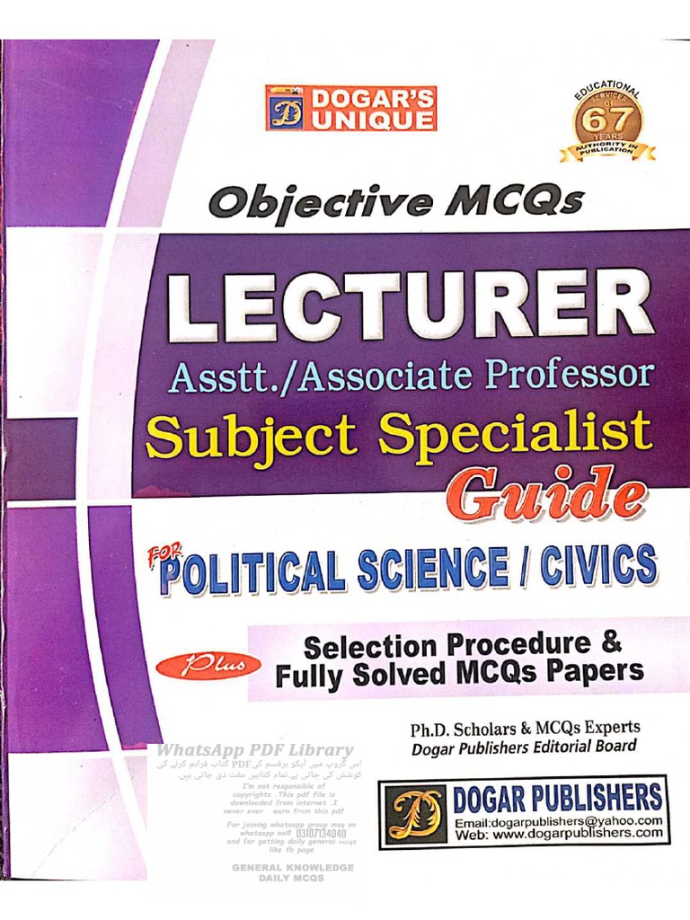 Lecturer Political Science Mcqs Book PDF | PDF