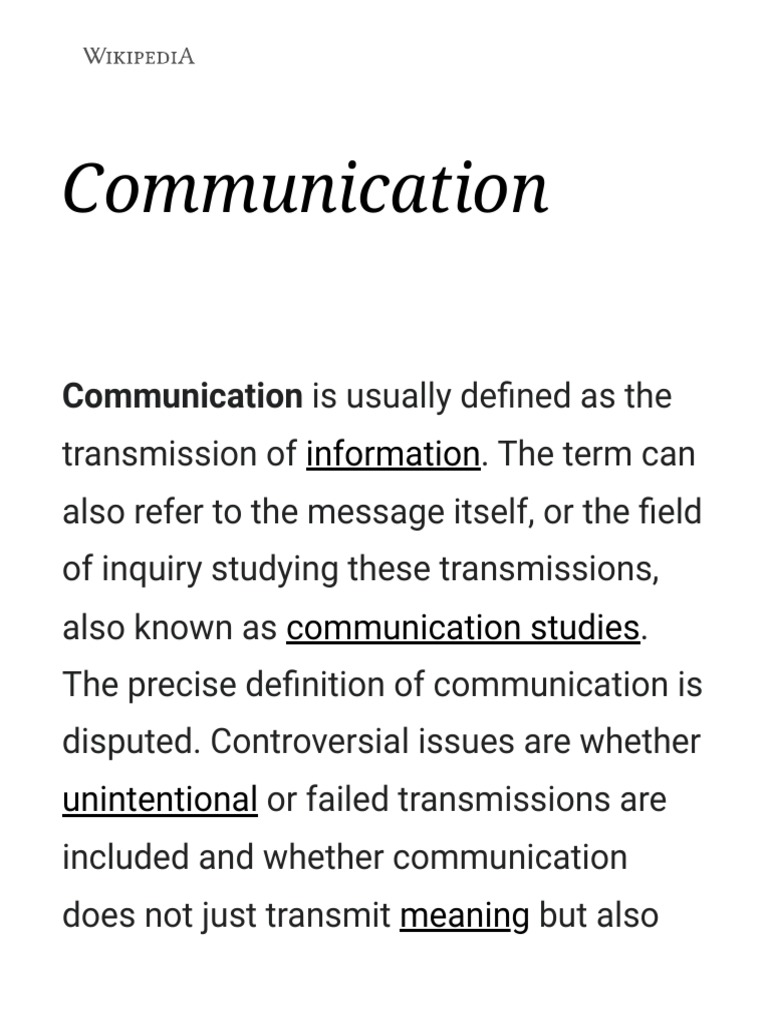 Communication - Wikipedia | PDF
