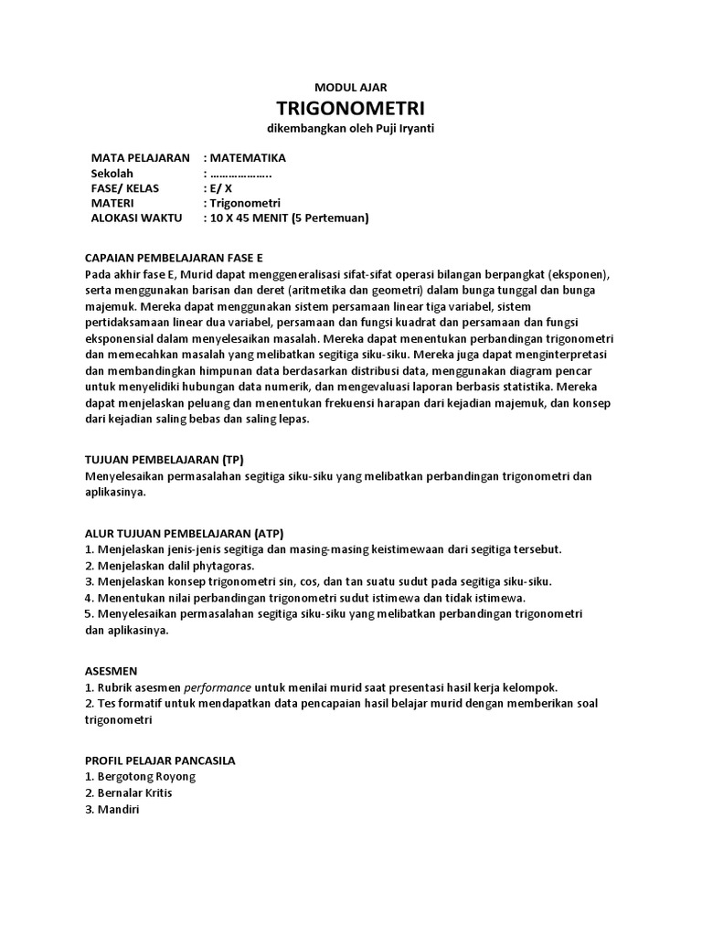 5 - MODUL AJAR Mat Berorientasi STEM-Rev - Pelatihan 15 Agustus | PDF | Seni
