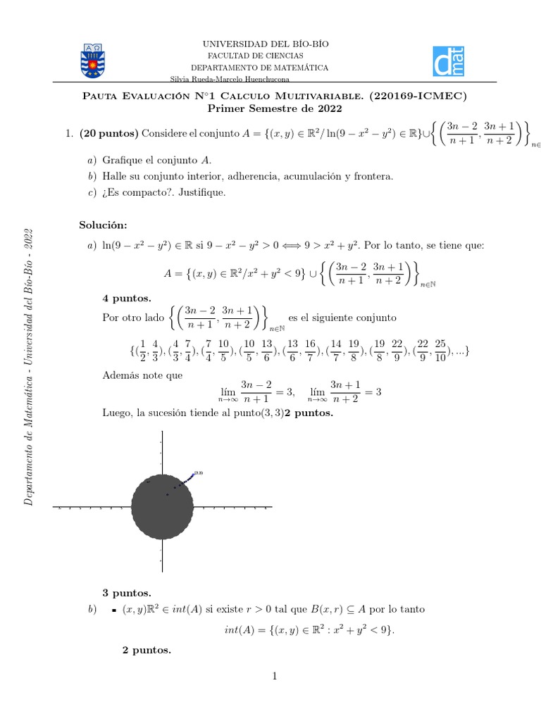 Pauta Evaluacion Calculo Multivariable ICMEC 220169 | PDF | Matemática Elemental | Conceptos ...