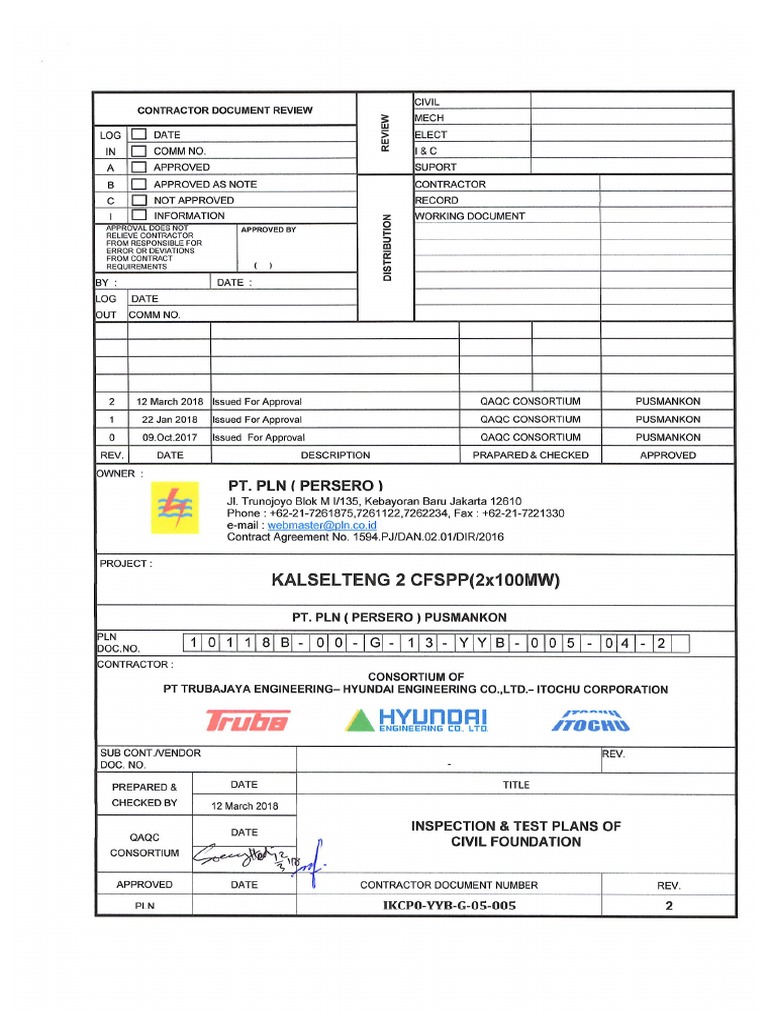 IKCP0-YYB-G-05-005 - Rev.2 - Field ITP For Civil Foundation | PDF