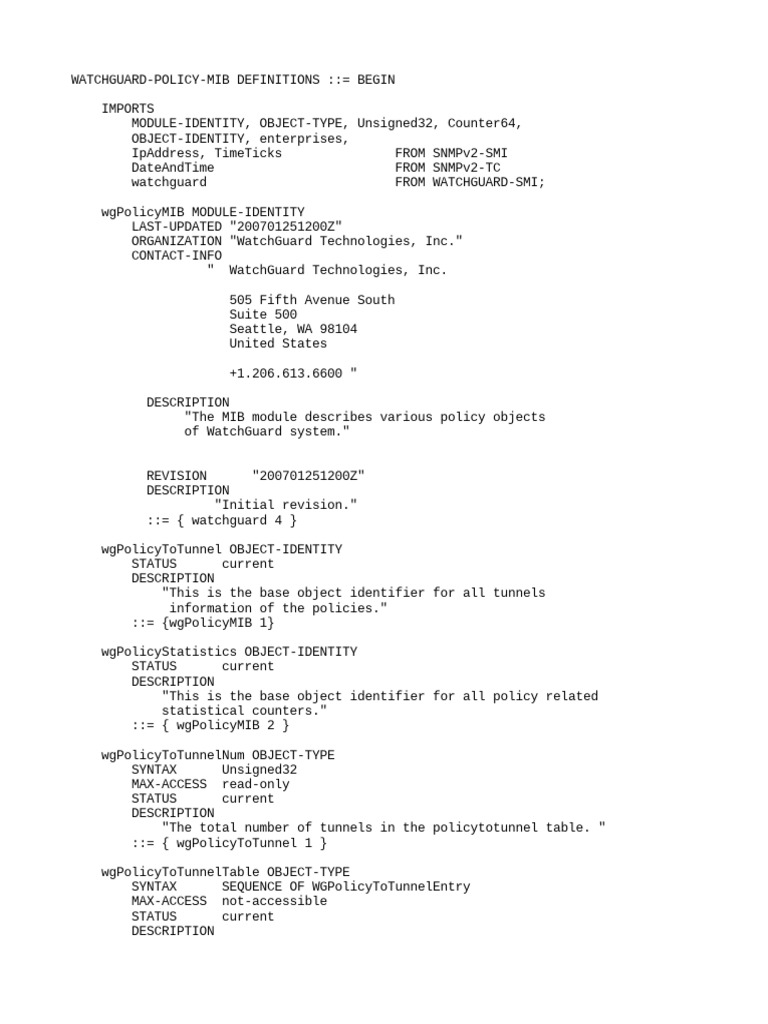 Watchguard Policy Mib | PDF | Computers