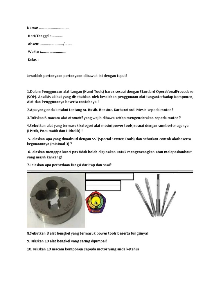 Soal Esay Pdto 10 TBSM | PDF