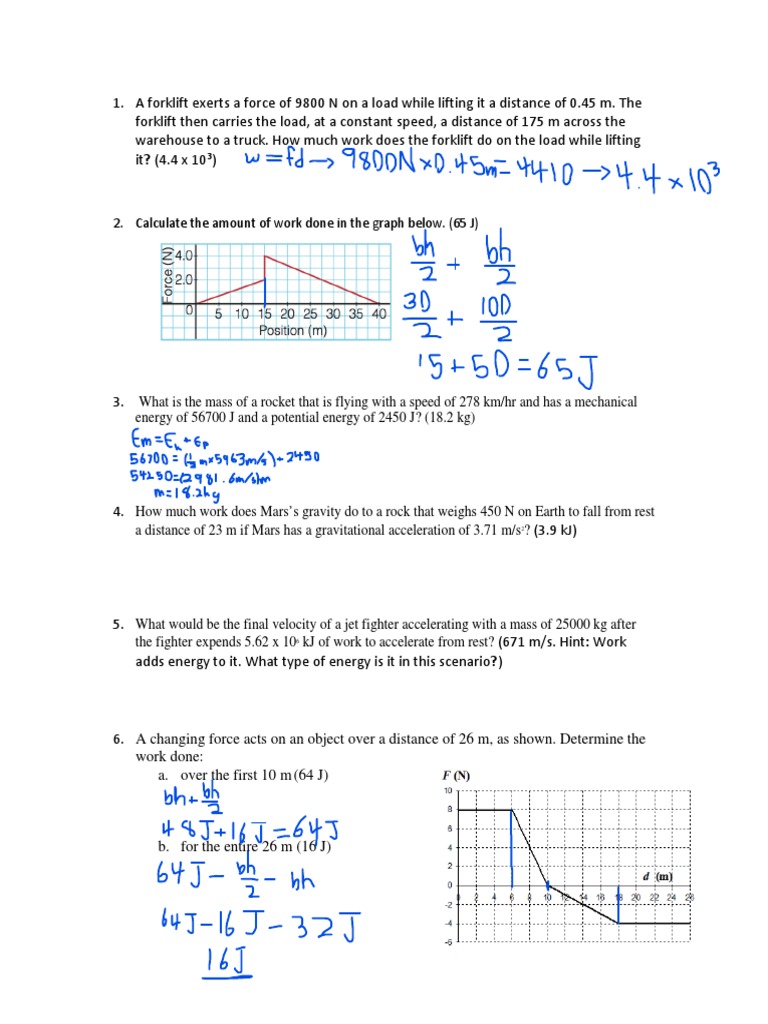 Standard of Excellence Work Energy Problems | PDF