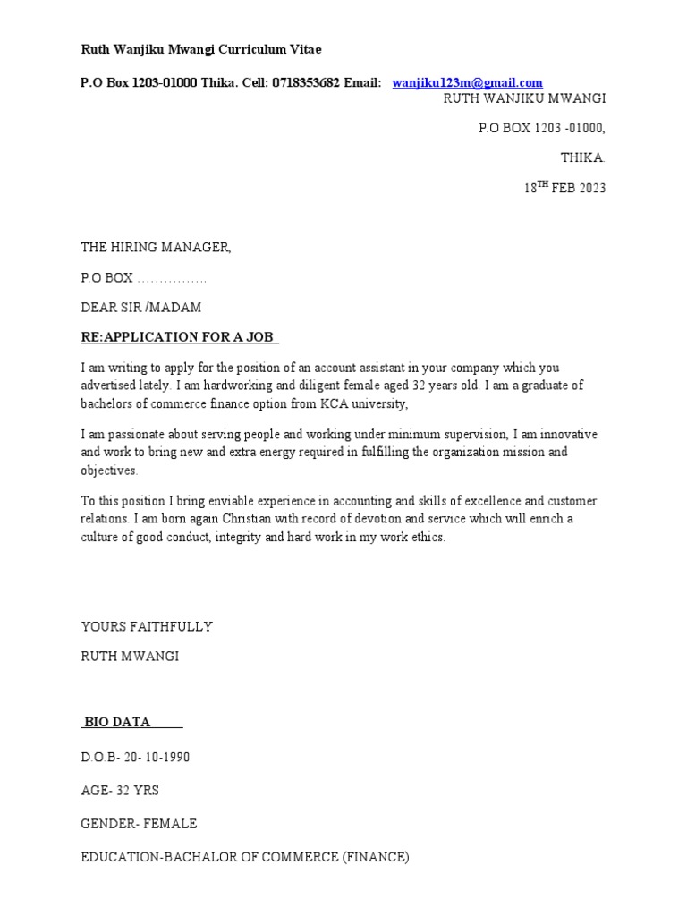 Ruth Wanjiku CV | PDF