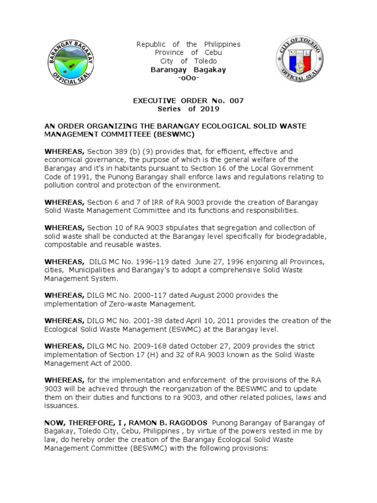 Barangay Ecological Solid Waste Management Committee | PDF