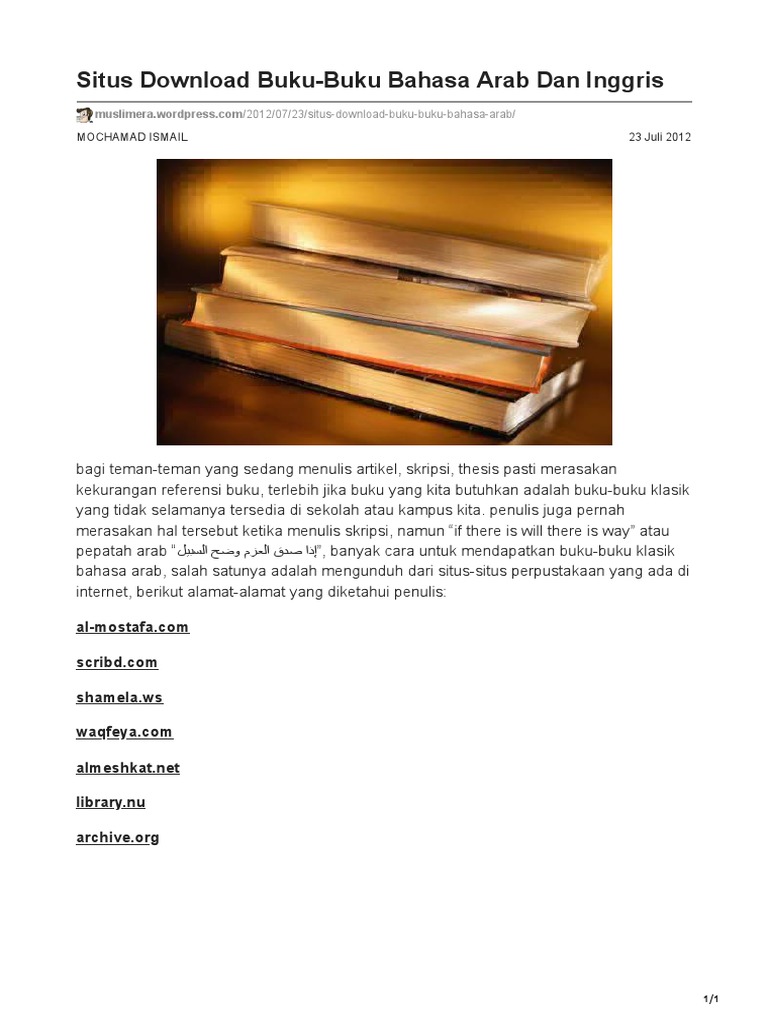 Situs Download Buku-Buku Bahasa Arab Dan Inggris | PDF