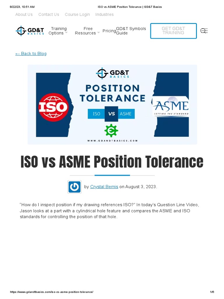 ISO Vs ASME Position Tolerance - GD&T Basics | PDF