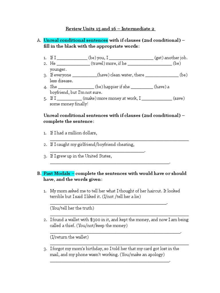 Intermediate 2 English Grammar Review | PDF