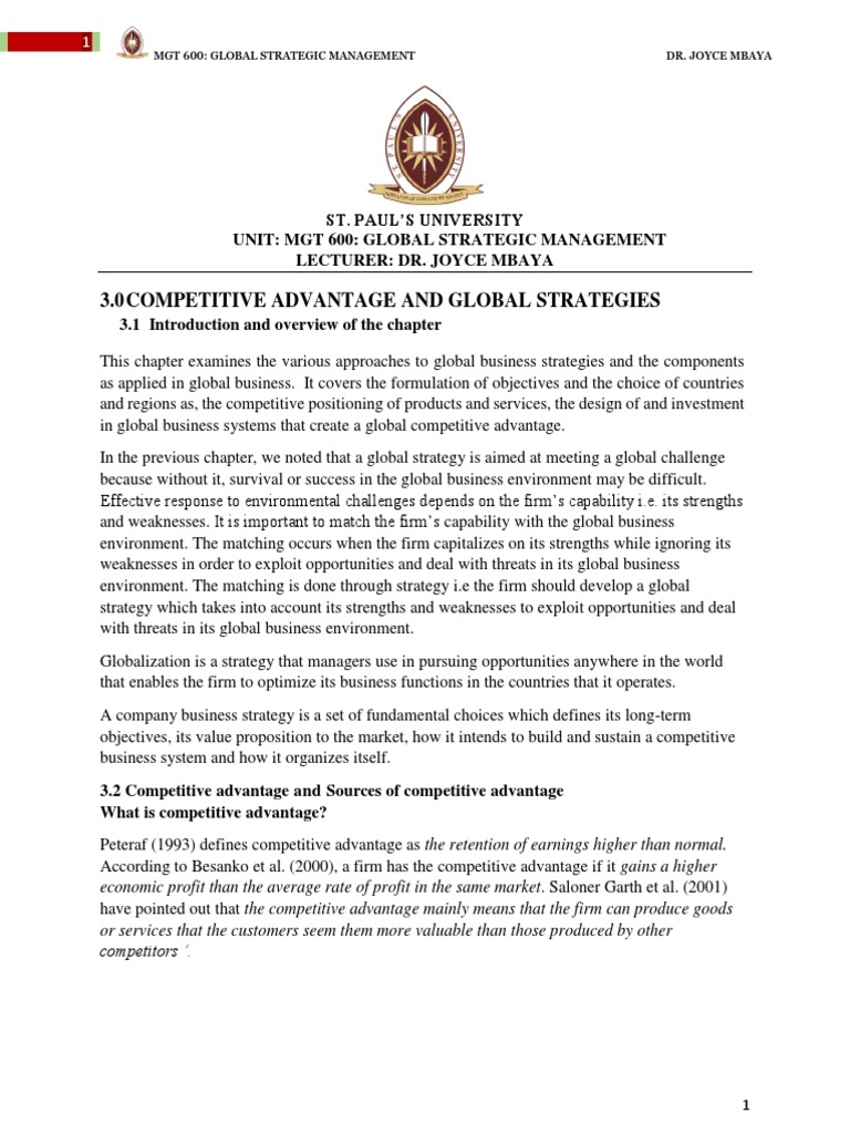 Topic 3 Global Competitive Strategies | Download Free PDF | Competitive ...