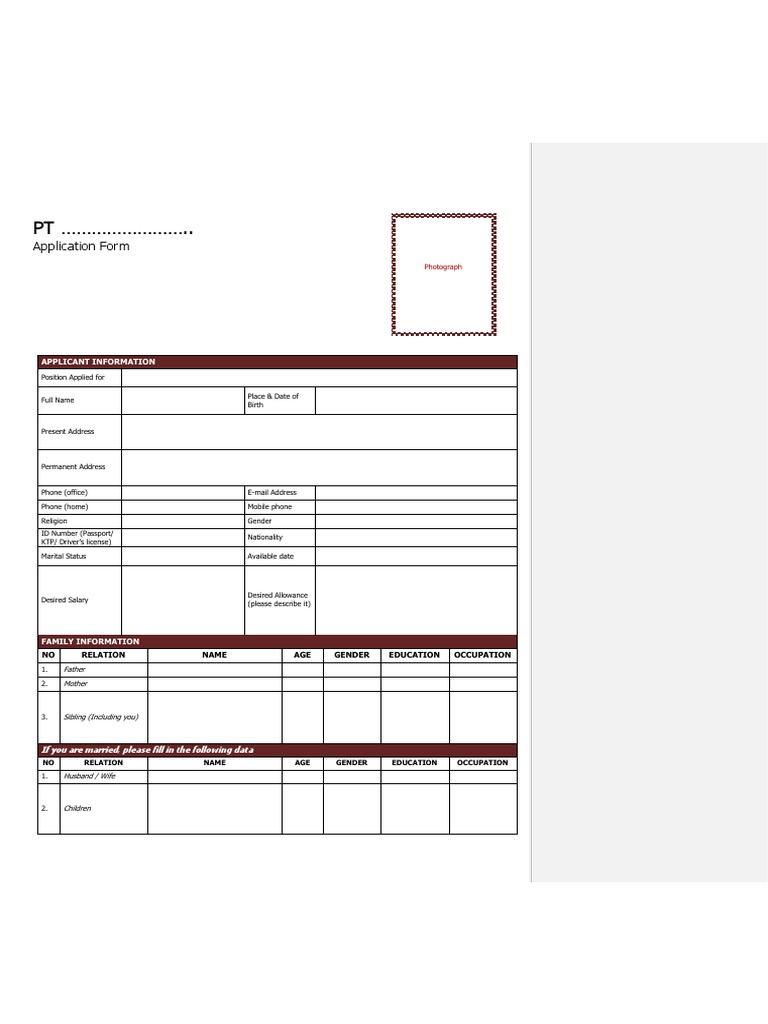 Contoh Form Pengisian Data Karyawan | PDF