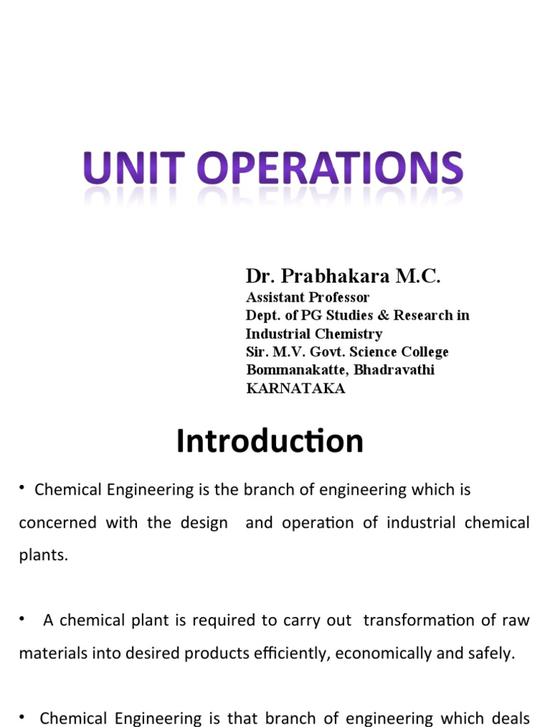 Unit Operation Class | PDF