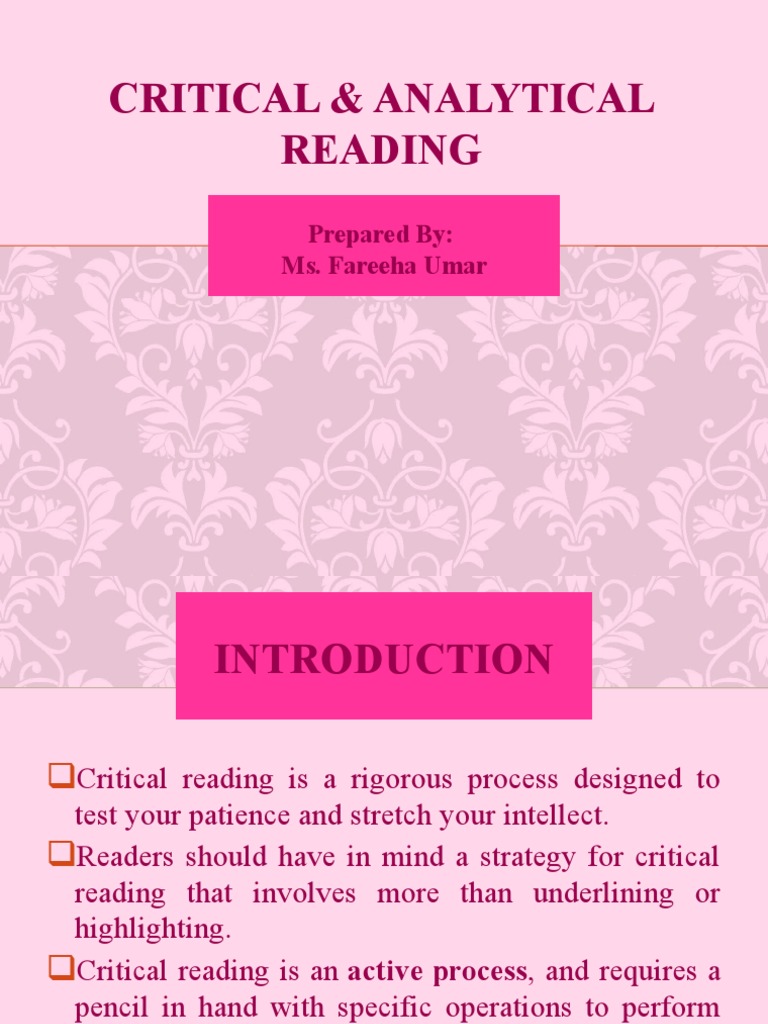 Critical & Analytical Reading | PDF