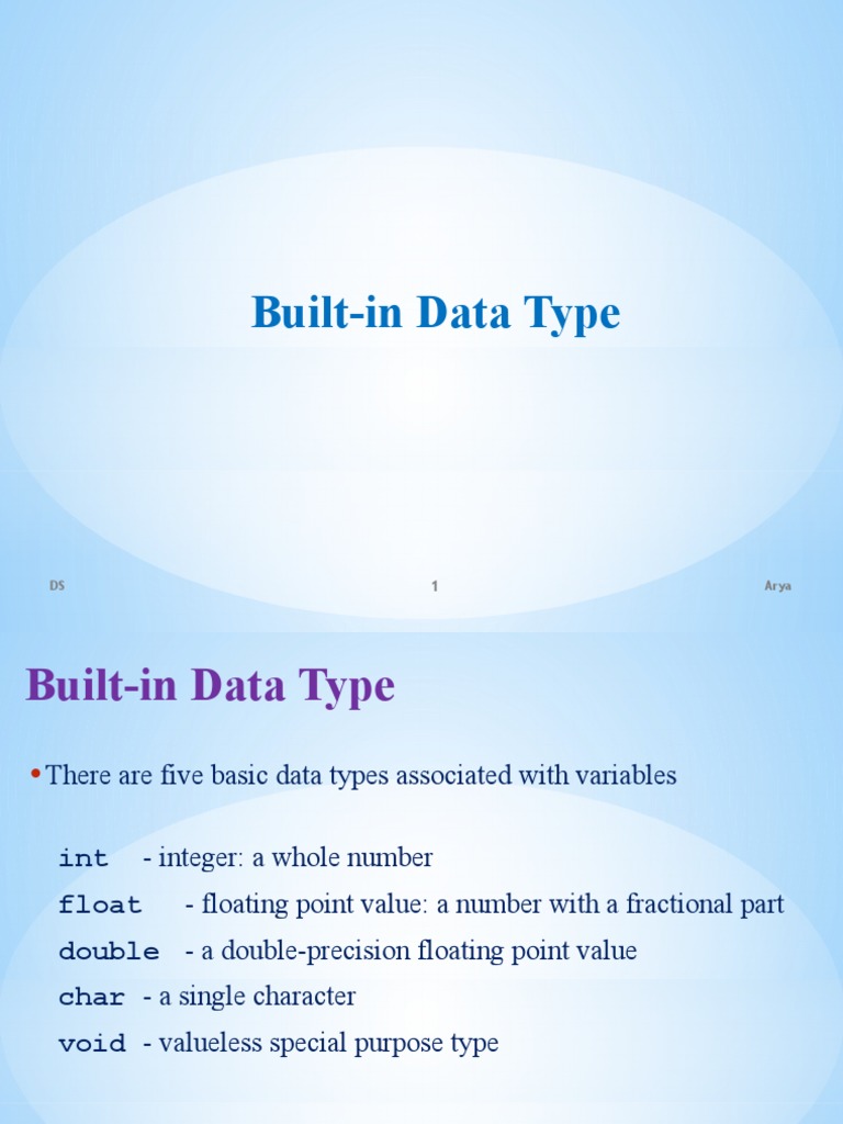 Built-In Data Type: DS Arya | PDF