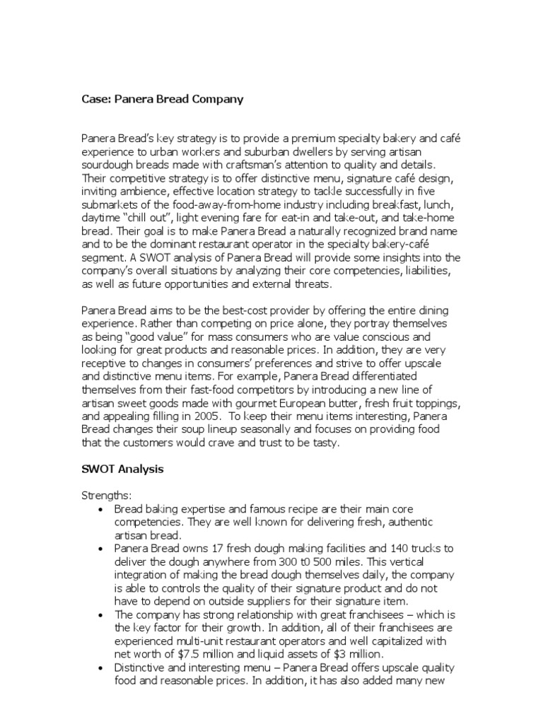 Panera Bread's Paper | PDF | Mc Donald's | Fast Food Restaurants