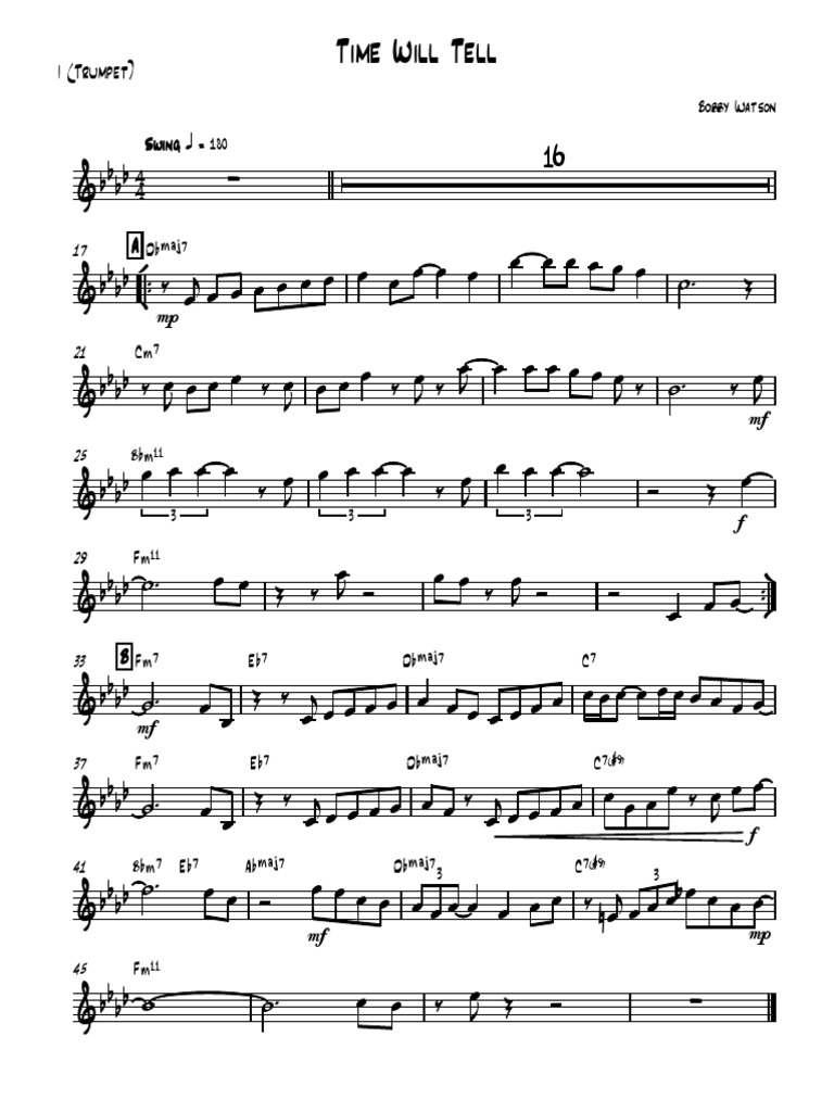 Time Will Tell - Concert Lead Sheet | PDF