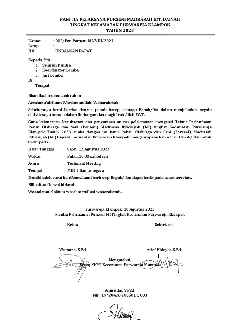 Surat Undangan TM | PDF