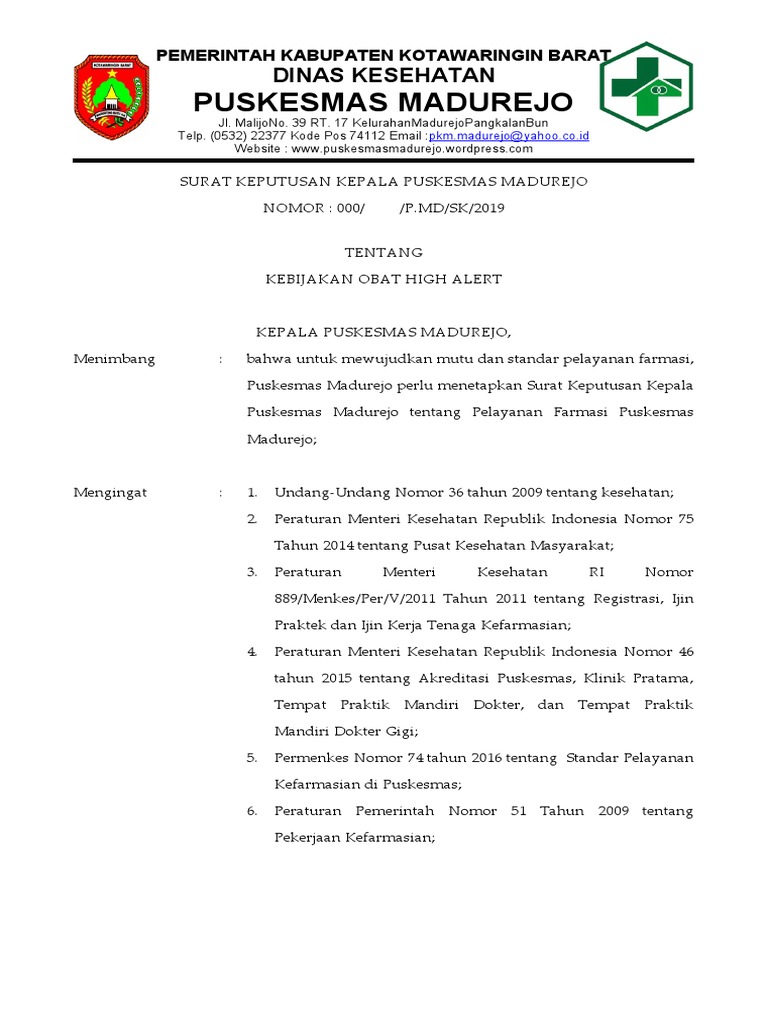 SK OBAT HIGH ALERT | PDF