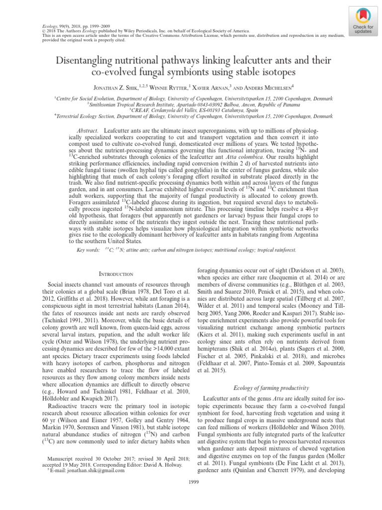 J. Shik - Disentangling Nutritional Pathways Linking Leafcutter Ants ... J. Shik - Disentangling Nutritional Pathways Linking Leafcutter Ants ...