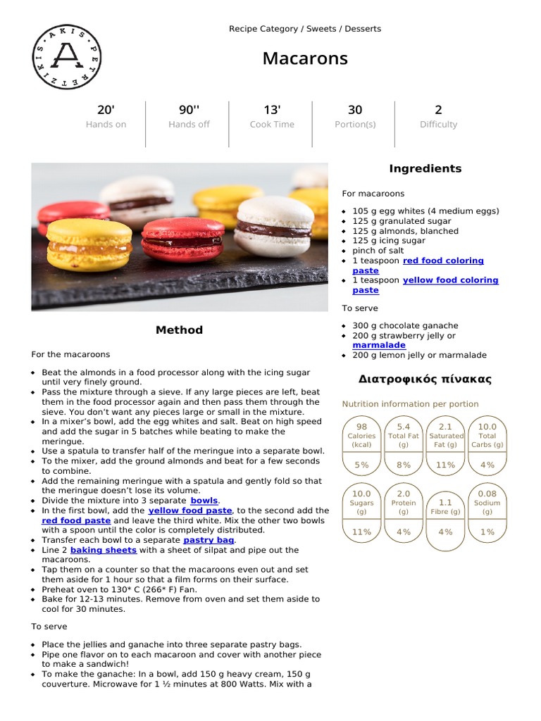Macarons | PDF | Meringue | Macaron