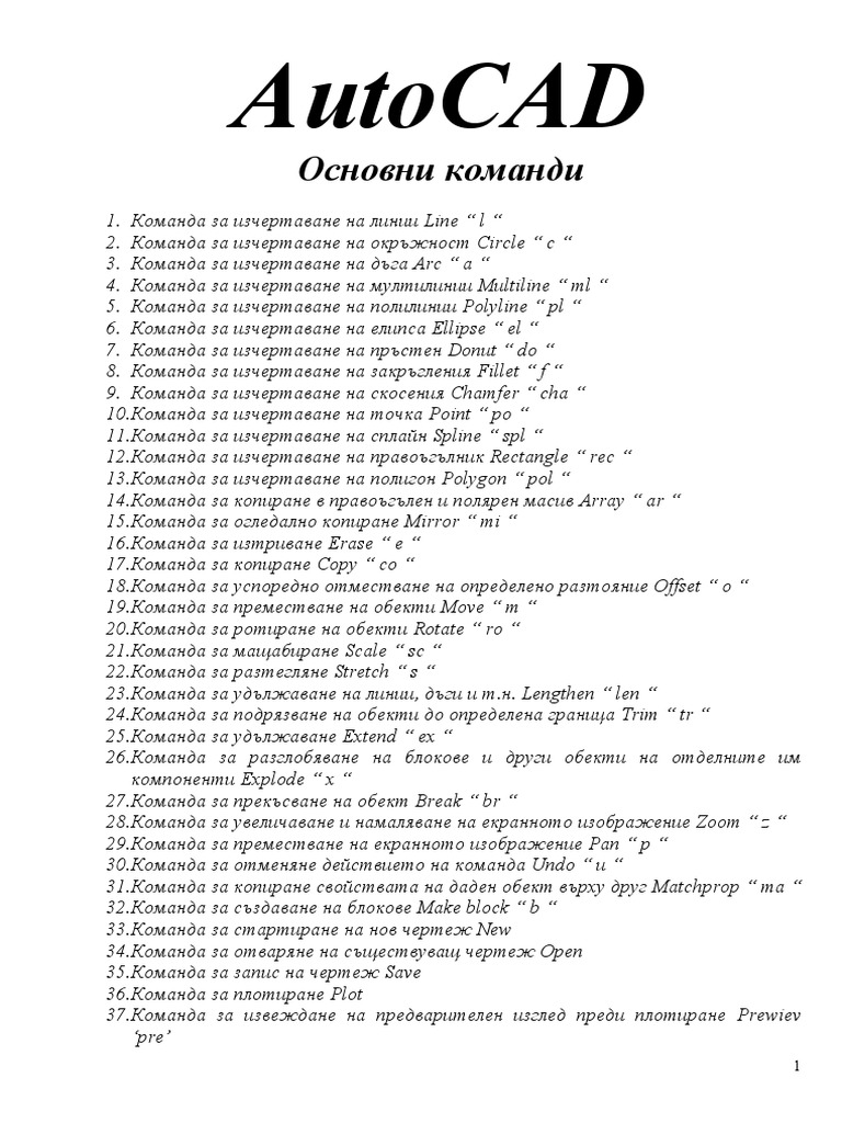 Auto Cad Osnovni Komandi | PDF