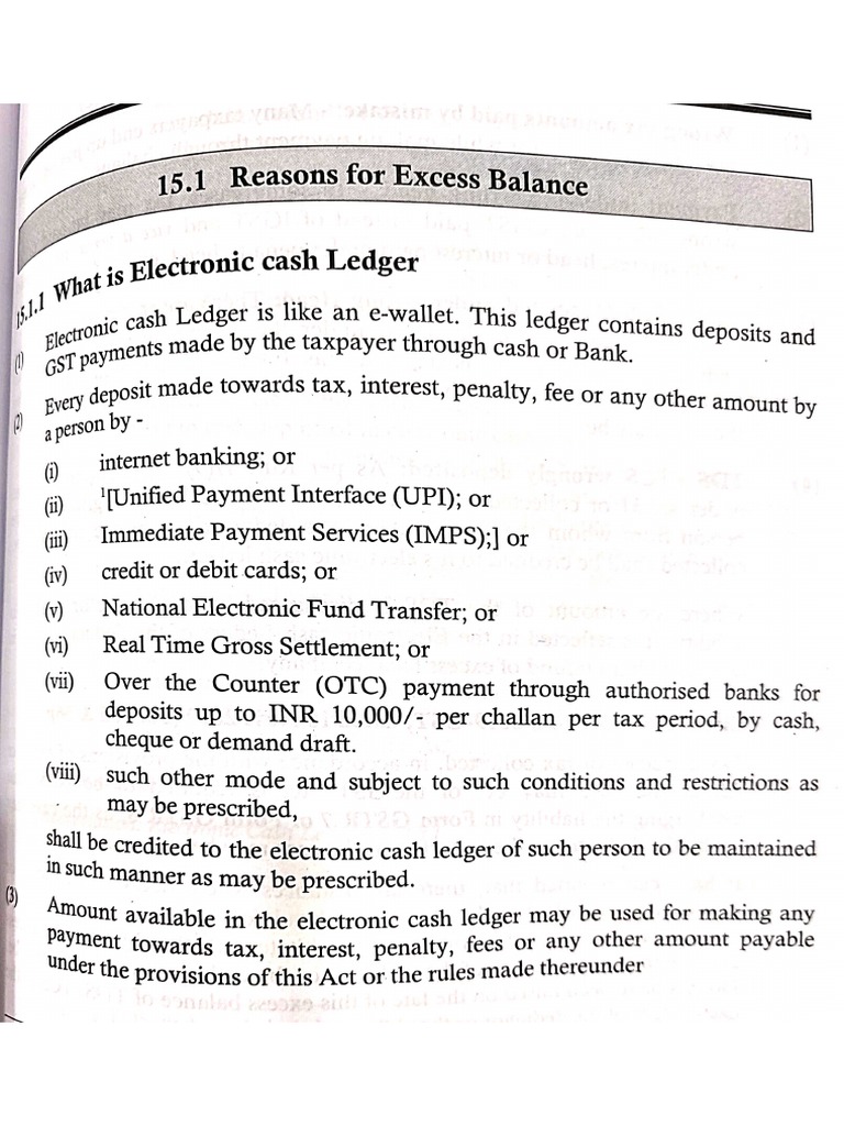 Excees Cash Ledger Under GST Mechanism | PDF