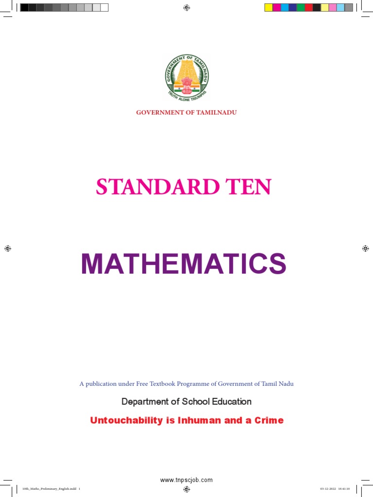 10th STD Maths EM - TJ - V23 | PDF | Function (Mathematics) | Set ...