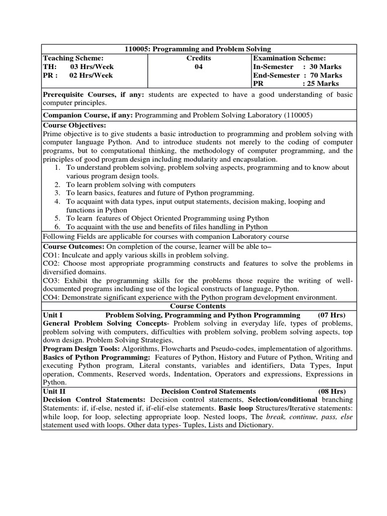 Programming and Problem Solving | PDF